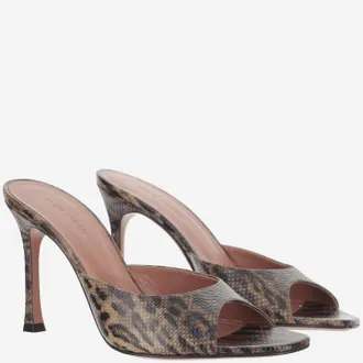 Amina Muaddi Womens Leather Mules Karung Skin