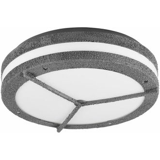 ETC Shop Plafonnier dextérieur Industrial Applique extérieure ronde Plafonnier extérieur IP54, couleur béton, 2x E27, DxH 30x9 cm