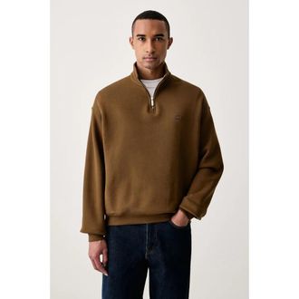 Lacoste Heavy Fleece Sweatshirt mit Rei&szlig;verschluss am Kragen - - Sweatshirts & Hoodies - Herren - Braun - XL