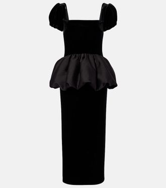 Self Portrait Midikleid aus Samt und Taft