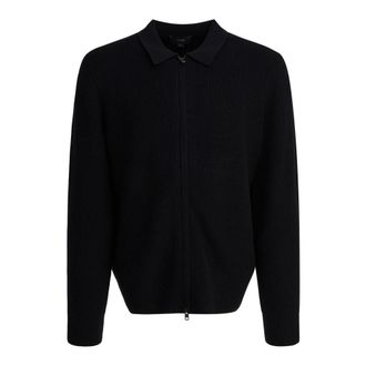 Vince Gerippte Strickjacke mit Rei&szlig;verschluss - - Sweatshirts & Hoodies - Herren - Schwarzk - L
