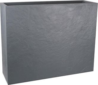 Eda Jardinière muret loft xl volcania double paroi décor pierre - 99,5 x 29,5 x 78,5 cm - 63 l - Gris galet
