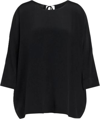 Dondup Femme, Blouses et Chemises, Noir, Taille: 36 FR Blouse en Cr&ecirc;pe de Chine M&eacute;lange de Soie