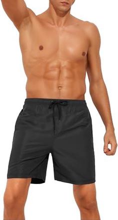 TMK Short de bain homme maillot de plage boxer mer transitoire séchage rapide cod.18300, 18504 Noir, 3XL