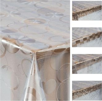 Laro Premium Line 0,3mm weich transparente Tischdecke Folie Transparent Muster Tischschutz Schutzfolie Abwaschbar PVC, Muster:Folie Transparent Kreise, Grö