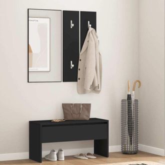 vidaXL Garderoben-Set Schwarz Holzwerkstoff Vidaxl