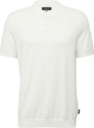s.Oliver Kurzarmpullover Strickpullover Weiches Strick-Poloshirt aus Baumwoll-Seidenmix