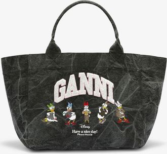 Ganni x Disney Tote moyen d&eacute;lav&eacute; Daisy Duck Noir - Pour Femme