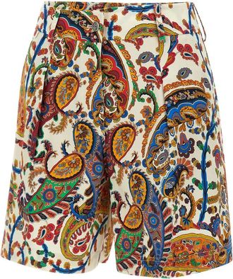 Etro Femme, Shorts, Multicolore, Taille: 38 FR Short en coton &agrave; motif cachemire floral