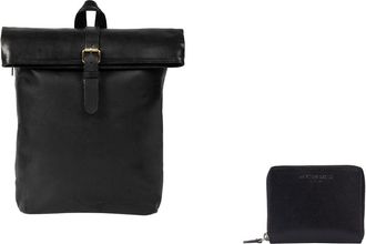 Holzrichter Berlin Bundle No 1-6 schwarz anthrazit - Bestehend aus einem hochwertigen Rucksack und Einer kompakten Geldb&ouml;rse mit Rei&szlig;verschluss handgefertigt aus Premium