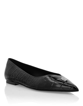 Philipp Plein Asymmetric Ballerina Flats Skull