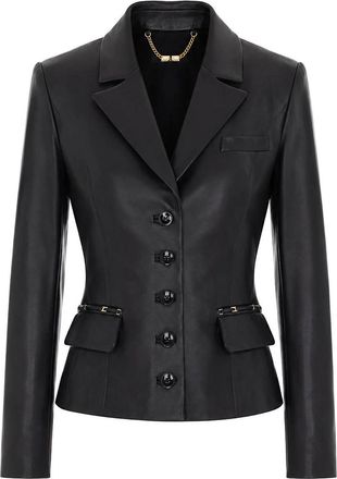 Elisabetta Franchi Blouson En Cuir - Noir