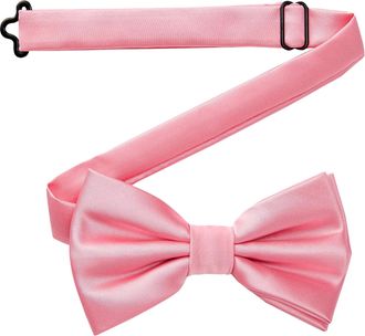 DonDon Fliege Herren handgefertigt Seiden-Look 12 x 6 cm Fliege Rosa