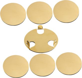 Hemobllo 6st&uuml;cke Goldene Runde Edelstahl-untersetzer F&uuml;r Tassen Gl&auml;ser Und Kaffeetassen Mit Eva-Unterseite F&uuml;r Rutschfestigkeit Und Schutz F&uuml;r K&uuml;che Bar Und Es