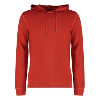 Moorer Gerippter Gestrickter Wollhoodie - - Sweatshirts & Hoodies - Herren - Orange - M