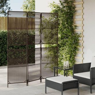 vidaXL Paravent 3-tlg. Braun Poly Rattan Vidaxl