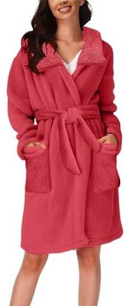 Generic Peignoir &eacute;pais pour femme, peignoir en &eacute;ponge moelleux, d&eacute;contract&eacute;, chaud, ultra doux, thermique avec poches, peignoir kimono tendance, couleur unie,