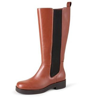 Amazon Essentials Botte Haute &agrave; Soufflet Femme, Brun Ch&acirc;taigne, 43 EU