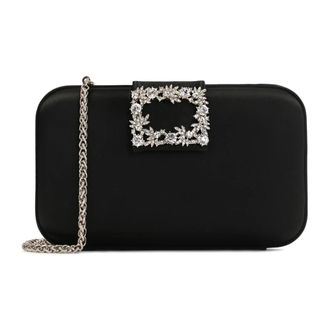Kazar Schwarze Abendtasche aus Stoff mit einem Schmuckverschluss - - Bags - Damen - Schwarzk - ONE SIZE