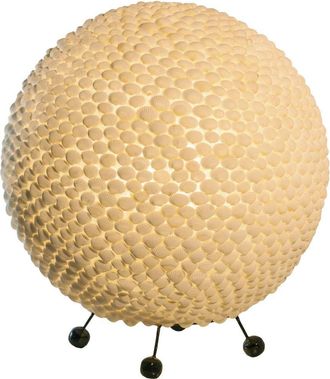 Globo Lighting Tischleuchte Kugellampe Tischlampe Muschel weiß Wohnzimmerleuchte Beistellleuchte, Metall, 1x LED 7W 560Lm warmweiß, DxH 37x41 cm