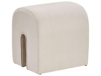 Beliani Pouf Samt beige U-Form 42 x 42 x 35 cm Samthocker Sitzhocker Glamour Look Modoc