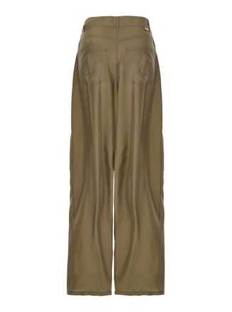 Jucca Womens Green Silk Pants With Belt Loops Trousers