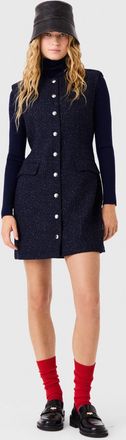 Maje Robe Courte En Tweed Avec Fil Lurex - Bleu Marine - Maje