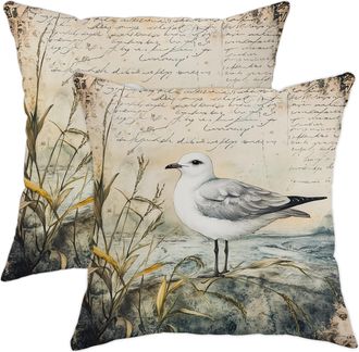 Generic Fall M&ouml;we Vogel Dekokissen Luxuri&ouml;se Kissenh&uuml;lle Weich Zierkissenbezug F&uuml;r Balkon Sofa Schlafzimmer 45X45Cm 2Er Set