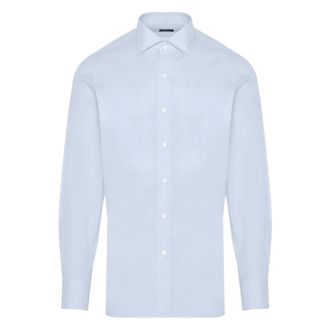 Finamore Homme, Chemises, Bleu, Taille: 5XL Chemise en coton italienne, 100% coton