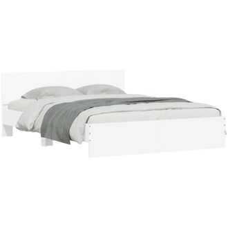 vidaXL Bettgestell mit Kopfteil und LED-Beleuchtung Wei&szlig; 160x200 cm Vidaxl