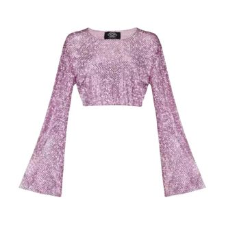 Santa Brands Cropped Top mit ausgestellten &Auml;rmeln - - Tops - Damen - Rosa - XS/S