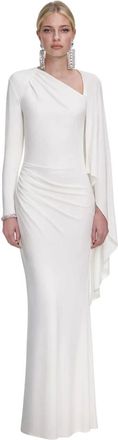 Self Portrait Femme, Robes, Blanc, Taille: 36 FR Robe Longue Maxi Jersey Drap&eacute;e