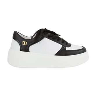 Twinset Bicolor Leder Low-Top Sneakers - - Shoes - Damen - Wei&szlig; - 39 EU