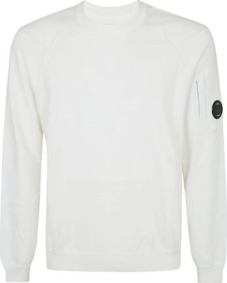 C.P. Company C.p. Company, Homme, Sweatshirts et sweats &agrave; capuche, Blanc, Taille: S Sea Island Crewneck Lens Knit