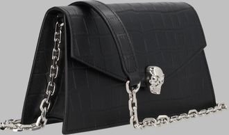 Alexander McQueen Womens Mini Shoulder Bag Skull Black Calf Leather