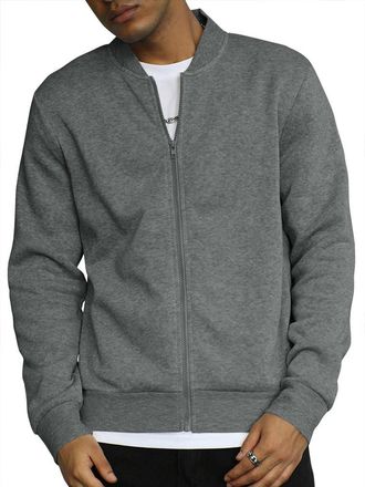 ORANDESIGNE Übergangsjacke Herren Jacke Bomberjacke Herbstjacke mit Reißverschluss Sweatjacke Ohne Kapuze A Dunkelgrau XXL