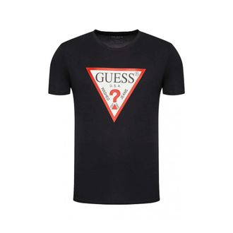 Guess Homme, Tops, Noir, Taille: S T shirt en coton bio iconique - Guess jeans