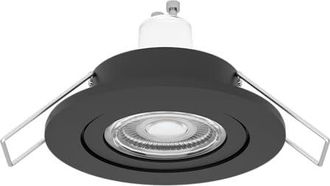 Eglo LED Einbaustrahler Barranco, Deckenspot Badezimmer, Deckenstrahler aus Kunststoff in Schwarz, Badlampe warmweiß, inkl. GU10 Leuchtmittel, IP44