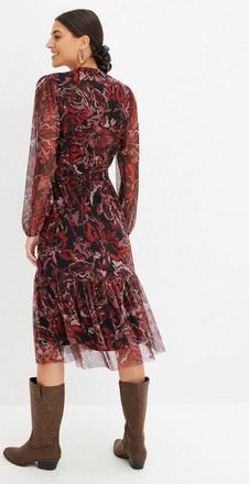 Bonprix Midikleid mit Volants-Detail, ausgestellt, feminin