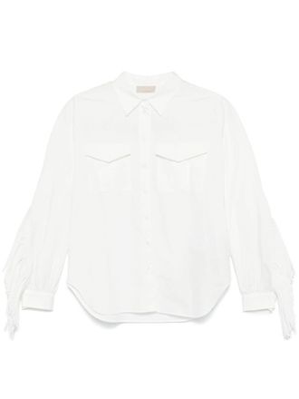 Elie Saab t-shirt à franges - Blanc