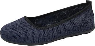 Generic Chaussures plates respirantes tricot&eacute;es pour femme - Bout rond - Couleur unie - Respirantes - L&eacute;g&egrave;res - D&eacute;contract&eacute;es - &Agrave; enfiler - Chaussures de lois