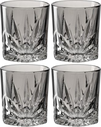 Leonardo Leonardo Capri 022358 Trinkgläser 4er Set grau, spülmaschinenfeste Saftgläser mit Prägung, facettiert, bunte Wassergläser, Glasbecher, 220 ml