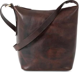 Holzrichter Berlin Sac bandouli&egrave;re en cuir pour femme (No 2-1), sac &agrave; main cuir v&eacute;ritable marone 30x22x12 cm, besace &eacute;l&eacute;gante pour le quotidien, le bureau et la ville