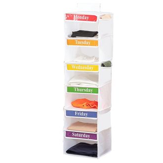 Generic Organizer f&uuml;r Kinder-Kleiderschrank f&uuml;r die Woche, Organizer mit 6 Ebenen, robustes Material, zusammenklappbarer w&ouml;chentlicher H&auml;ngeschrank-Organizer 