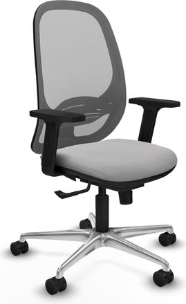 Piqueras y Crespo Hellgrauer Stuhl mit 2D-Armlehnen, h&ouml;henverstellbare Lendenwirbelst&uuml;tze. Ausgestattet mit 3 Positionen und Schneidschaum. Mit Rollen von 65 mm Nylon. 