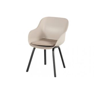 Hartman Le Soleil Element Dining Stuhl taupe mit schwarzem Gestell inkl. seaqual Sitzkissen taupe - Hartman