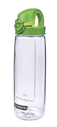 Nalgene Trinkflasche Everyday OTF - 0,65 L (transparent-grün, mit Namensgravur, 0,7 l)