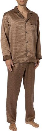 Zimmerli Herren Pyjama braun Seide unifarben