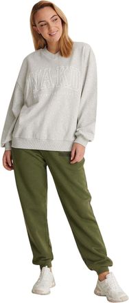 NA-KD Damen Printed V-Neck Sweater Pullover, Opacity, Graue Melange, Xs Regular