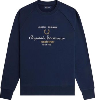 Fred Perry Homme, Sweatshirts et sweats &agrave; capuche, Bleu, Taille: 2XL SweaT-shirt de sport Original